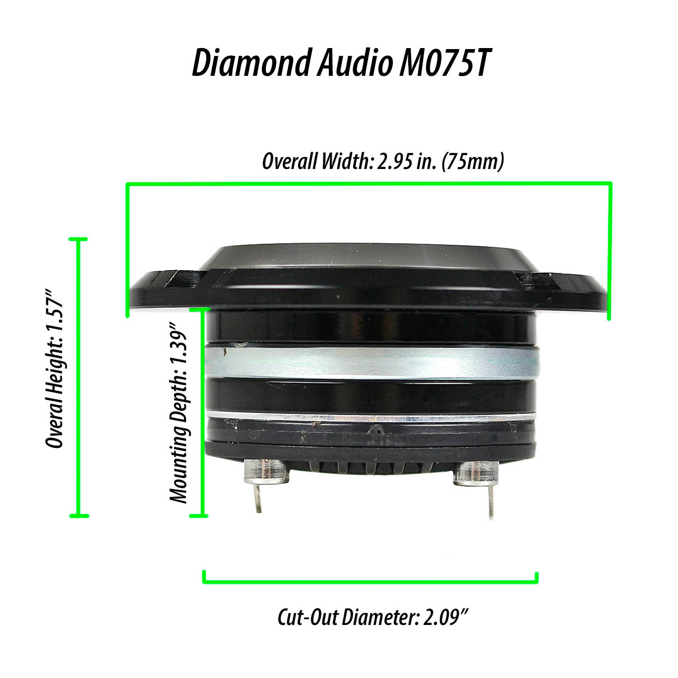 Diamond Audio 1" VC Shallow Mount Tweeters Motorsport High Output 100W ...